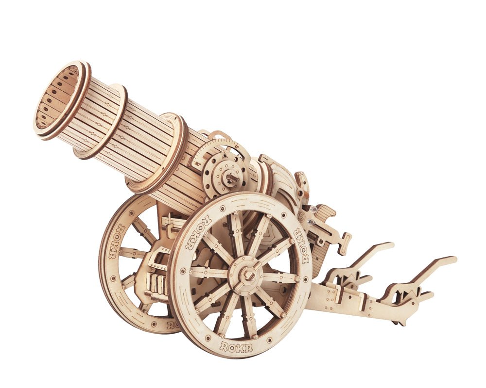 3D Wooden Mechanical Puzzle Kit, Medieval Wheeled Cannon (RK006e ...